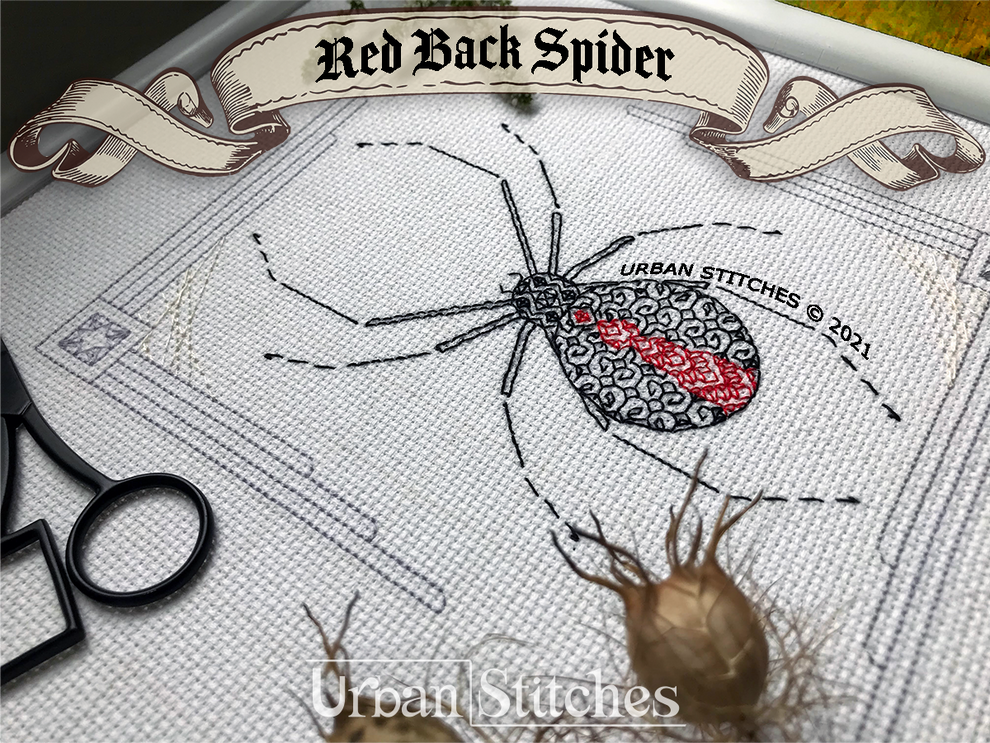 Red Back Black Widow Spider Blackwork – Urban Stitches